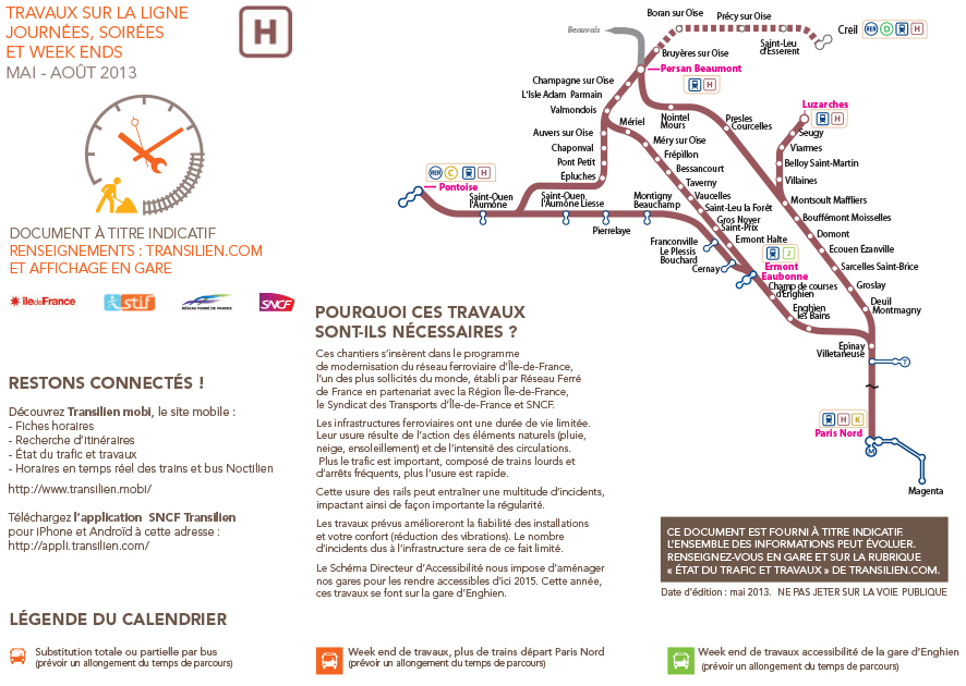 La ligne H vous présente son "Livret des Travaux prévus de Mai à Août 2013"